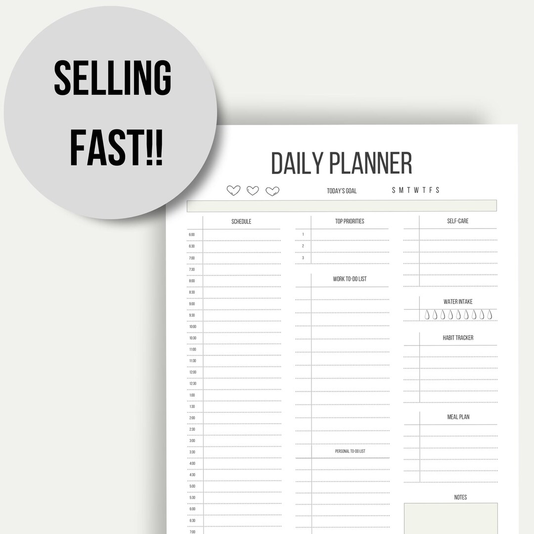 Fillable Daily Planner Template, Personal Organizer (digital PDF) - Etsy