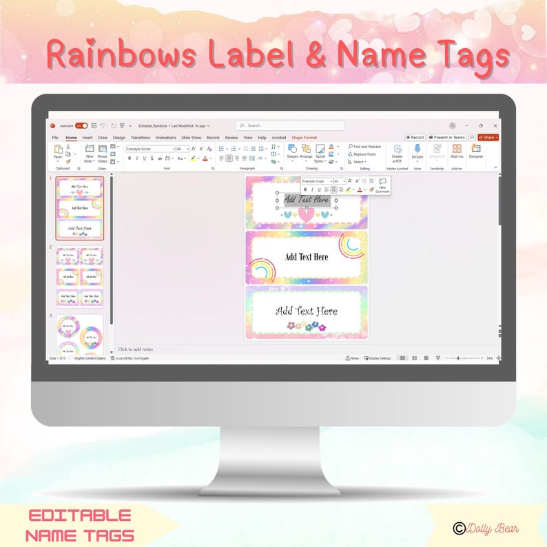 Summer Name Tags Editable Desk Plates , Cubby Name Tags , Rainbow Name ...
