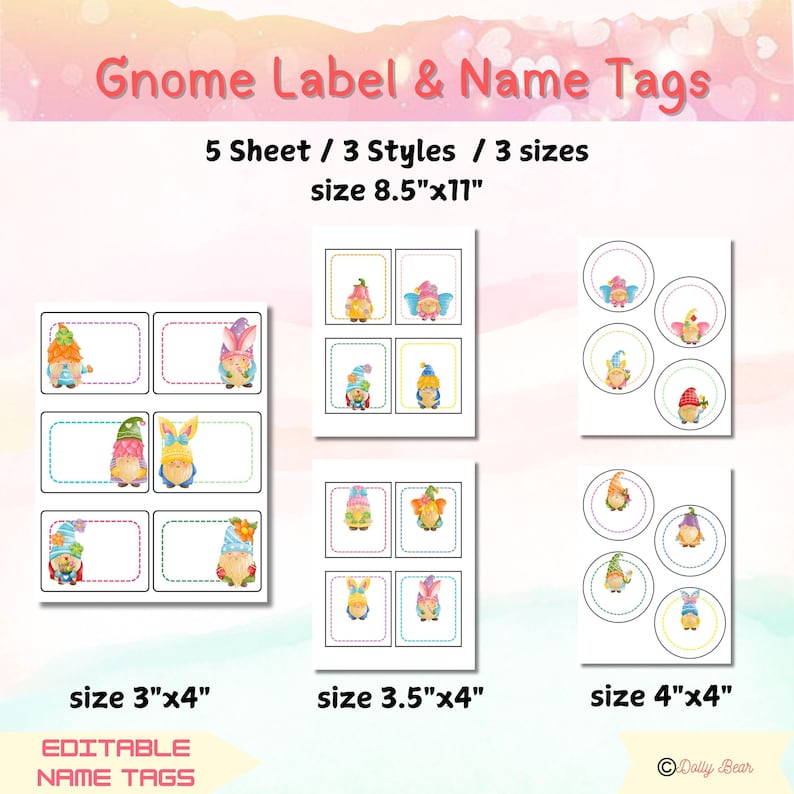 Gnome Editable Name Tags , Cubby Name Tags , Editable Name Tags ...