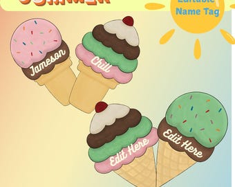 Summer Editable Name Tags , Ice Cream Name Tags , Cubby Name Tags ...