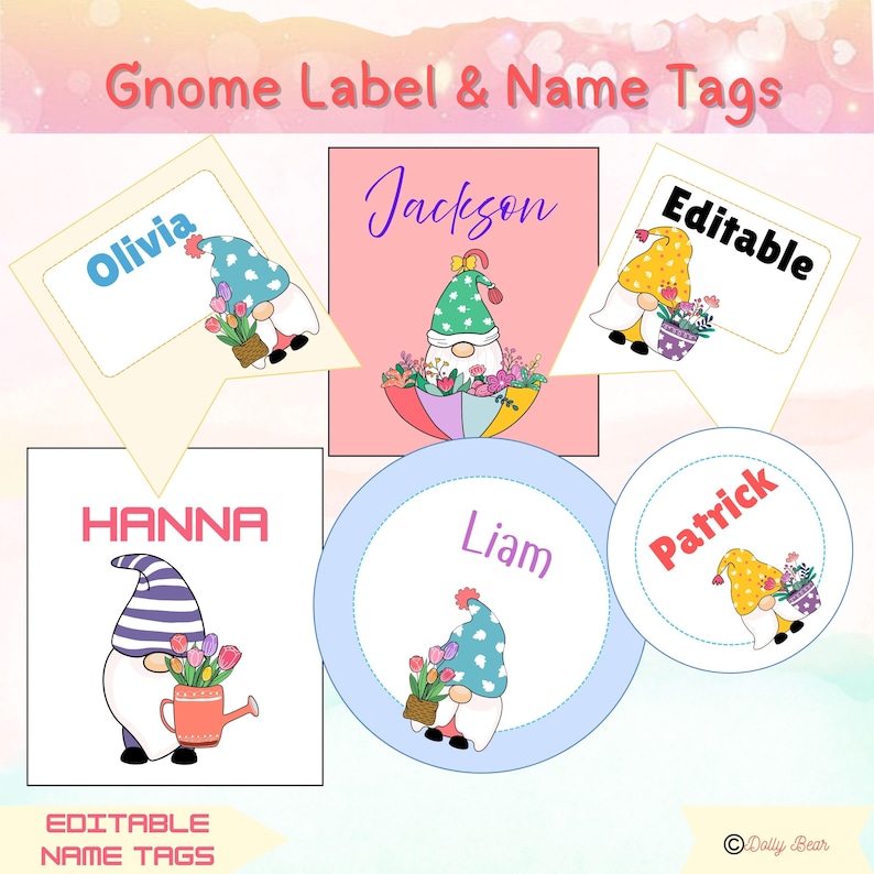 Summer Name Tags Editable Desk Plates , Cubby Name Tags , Rainbow Name ...