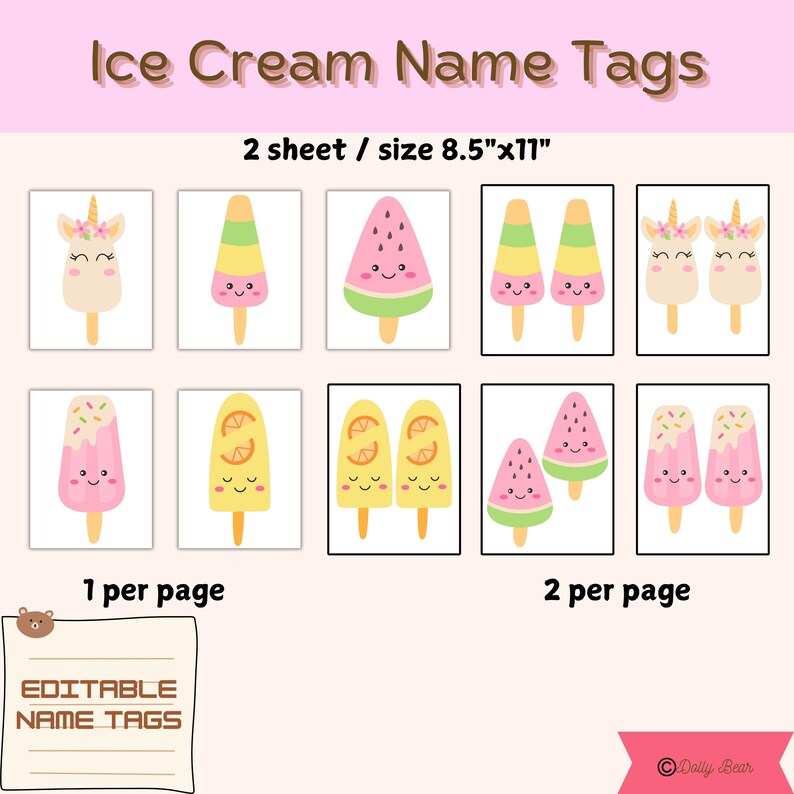 Summer Editable Name Tags , Ice Cream Name Tags , Cubby Name Tags ...