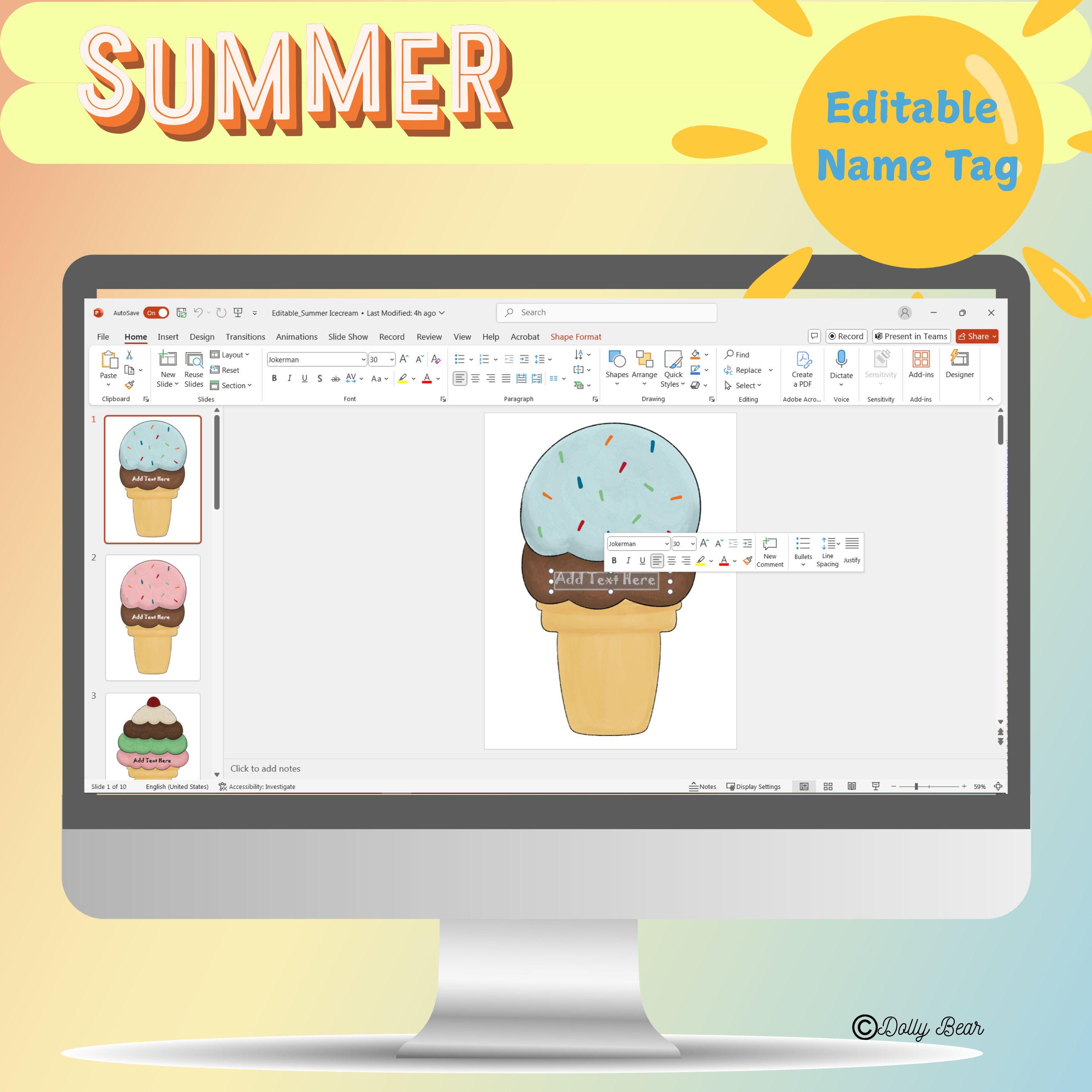 Summer Ice Creams Name Tags Editable Desk Plates , Cubby Name Tags ...
