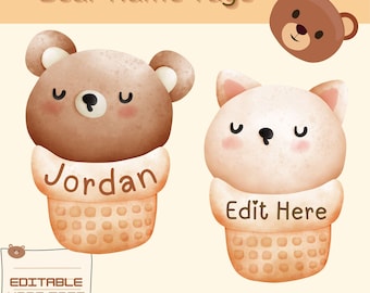 Summer Ice Creams Name Tags Editable Desk Plates , Cubby Name Tags ...