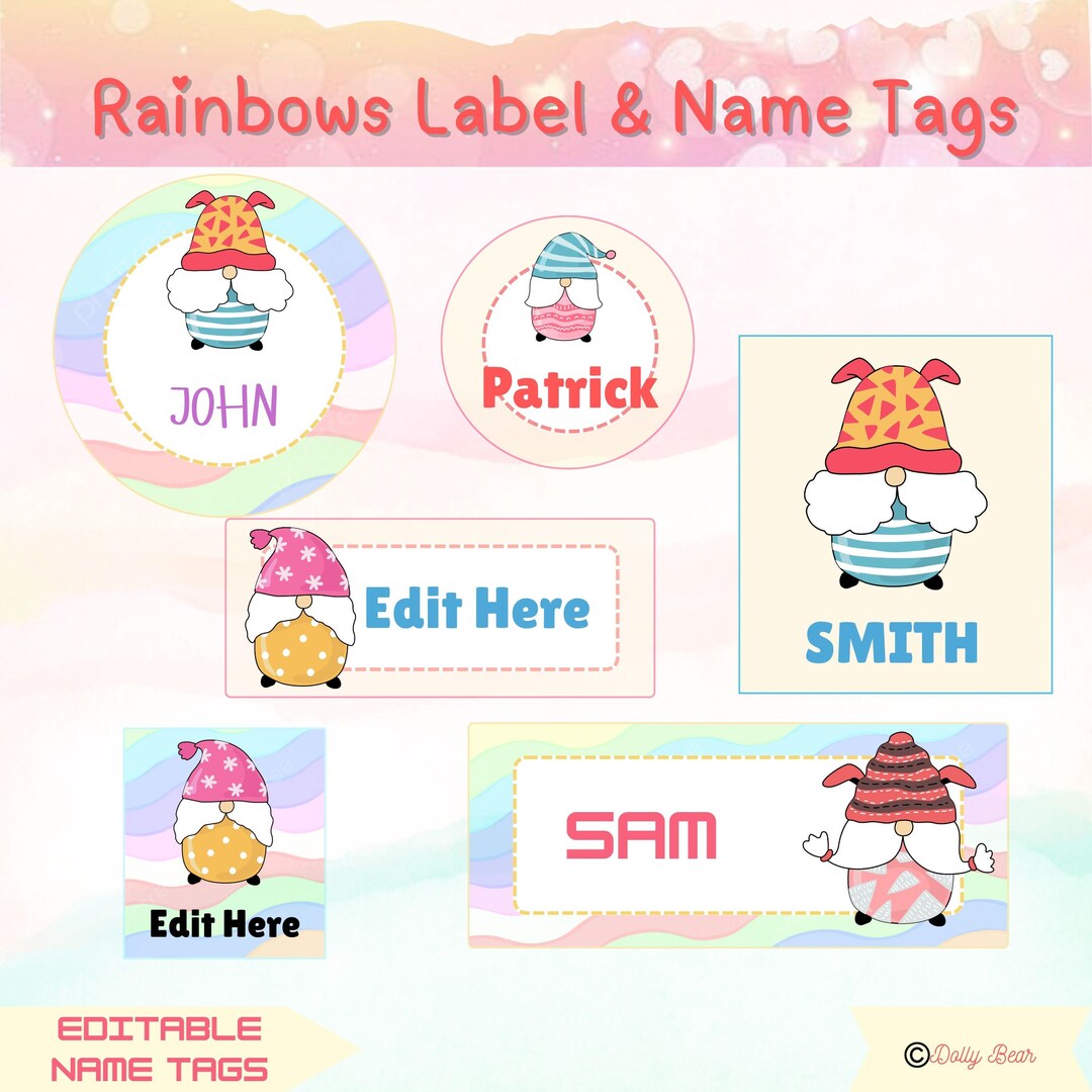 Summer Name Tags Editable Desk Plates , Cubby Name Tags , Rainbow Name ...