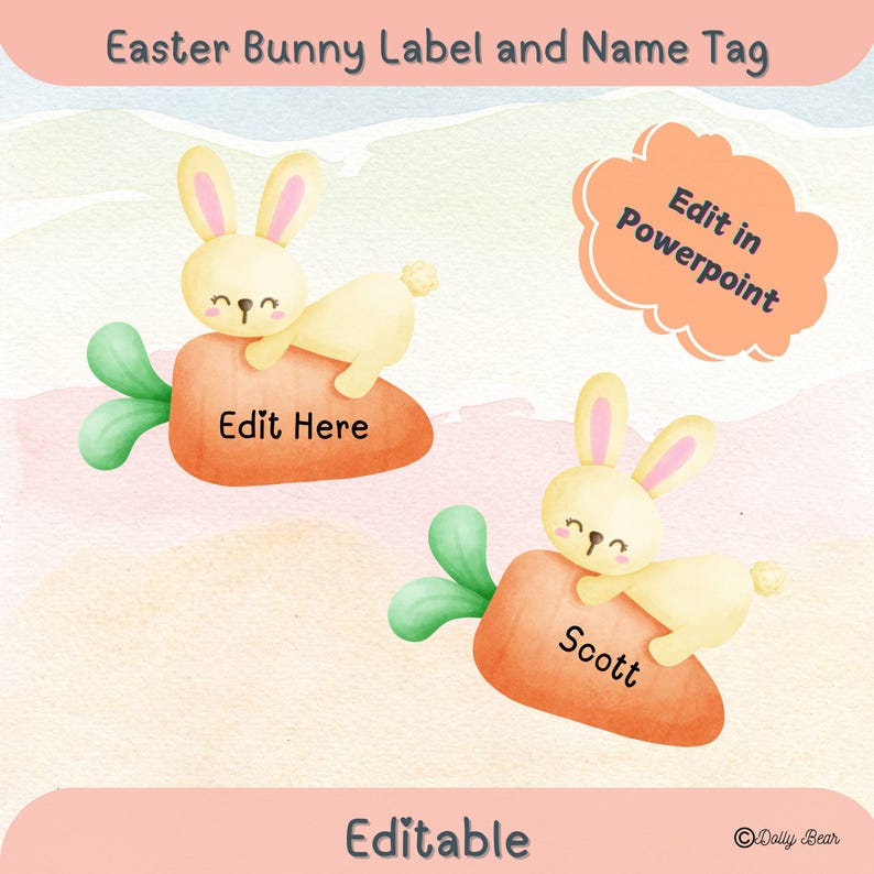 Easter Bunny Name Tags Editable Desk Plates , Cubby Name Tags , Easter ...
