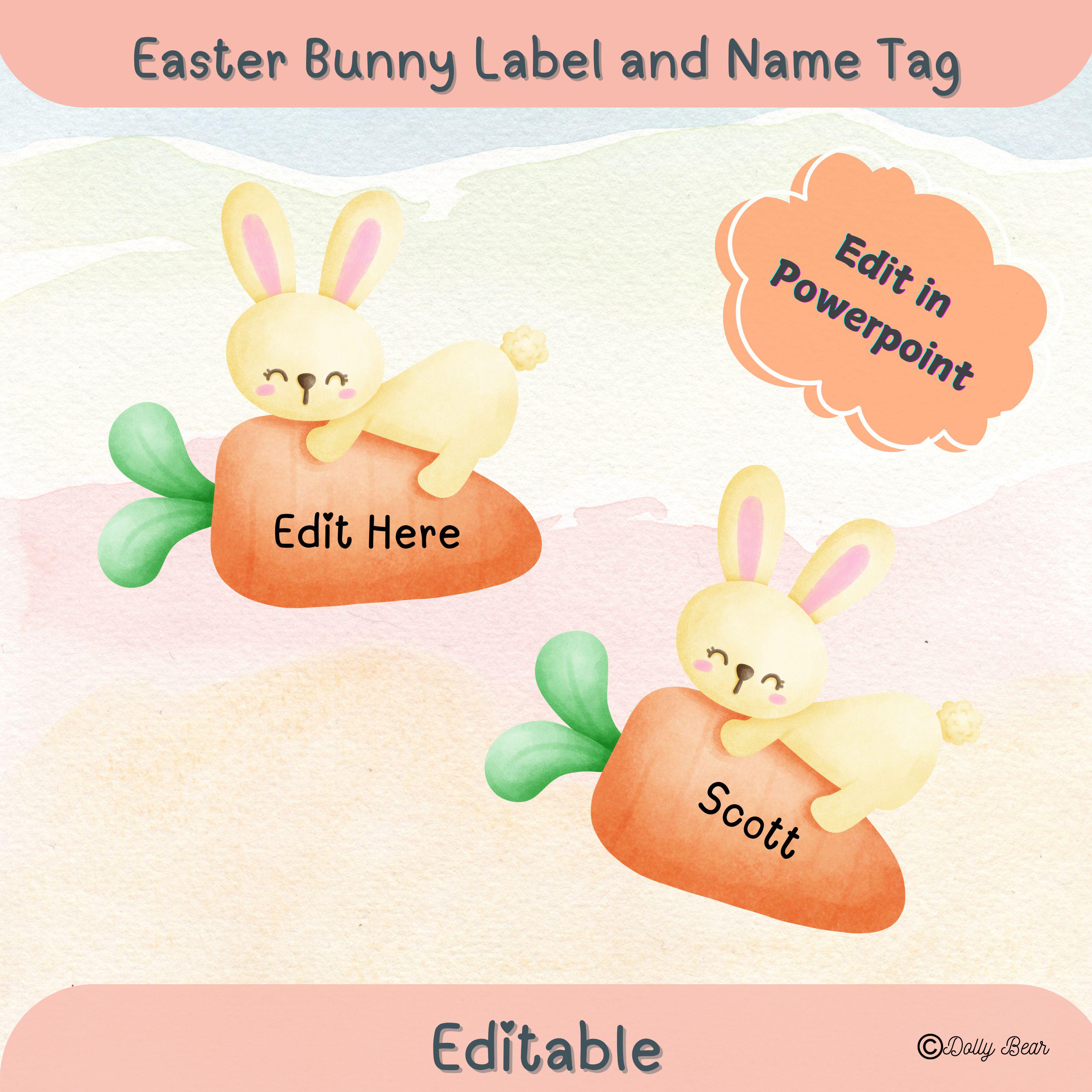 Easter Bunny Name Tags Editable Desk Plates , Cubby Name Tags , Easter ...