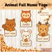Animal Fall Name Tags Editable Desk Plates , Cubby Name Tags , Animal ...