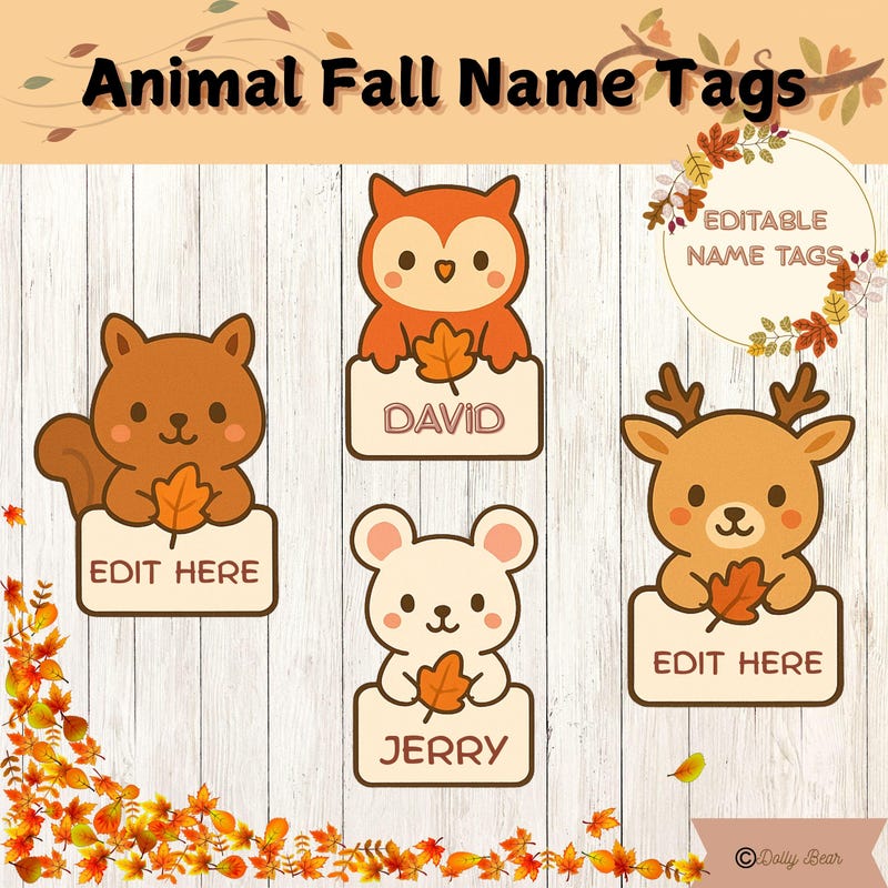 Fall Name Tag Printables - Etsy