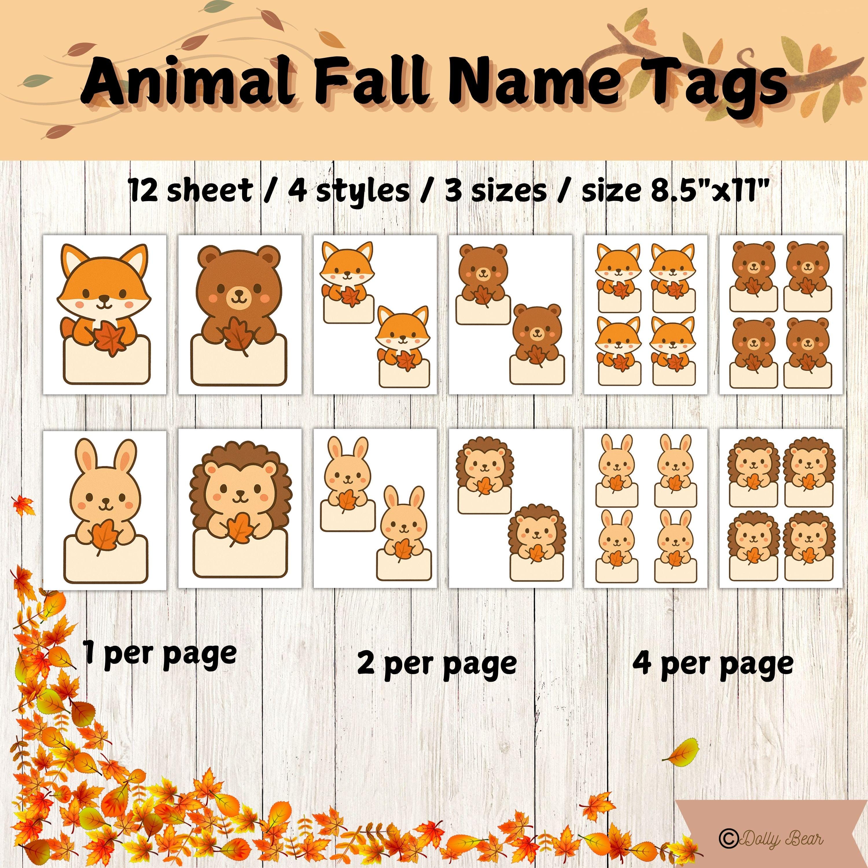 Animal Fall Name Tags Editable Desk Plates , Cubby Name Tags , Animal ...