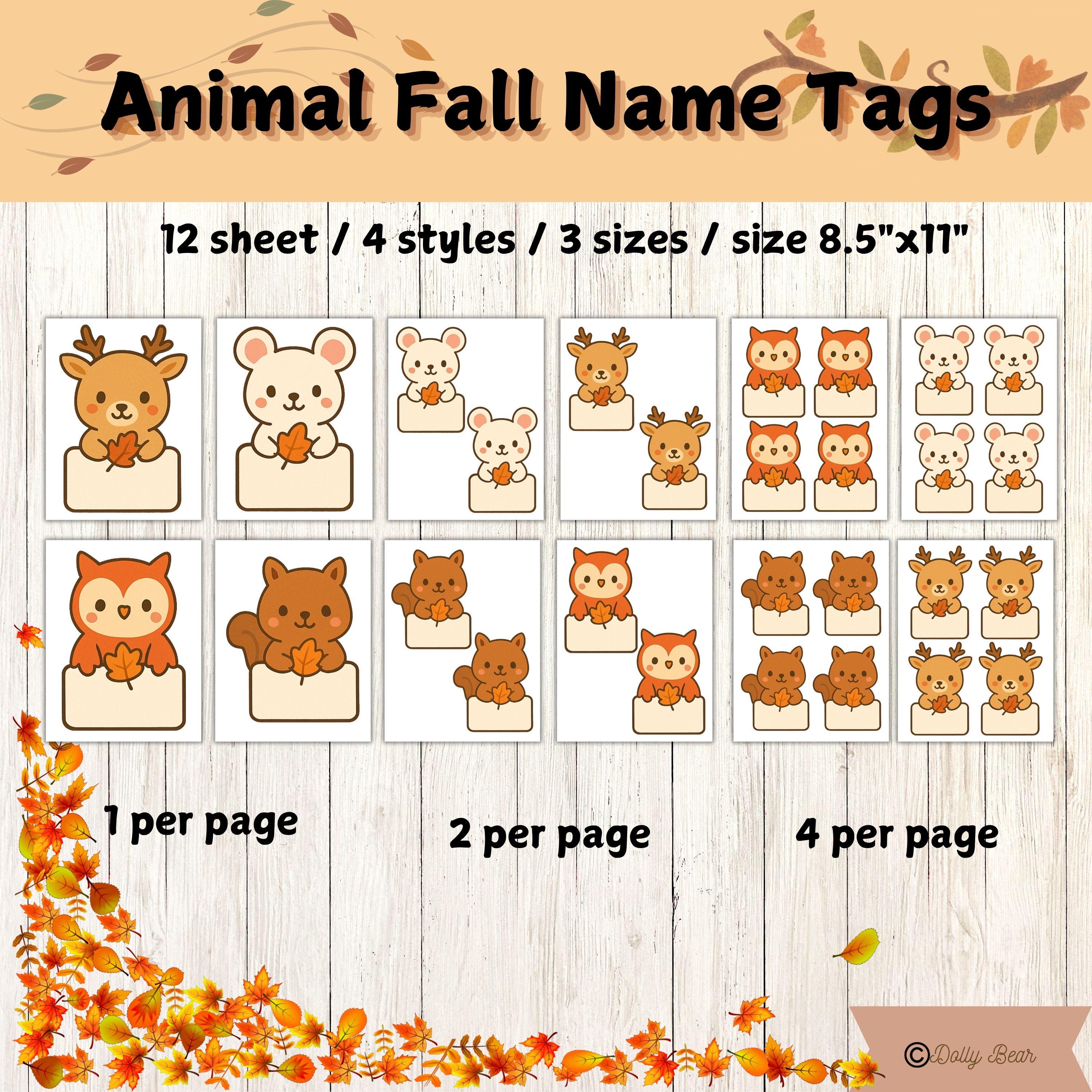 Animal Fall Name Tags Editable Desk Plates , Cubby Name Tags , Animal ...