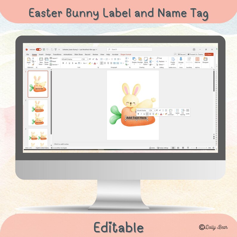 Easter Bunny Name Tags Editable Desk Plates , Cubby Name Tags , Easter ...