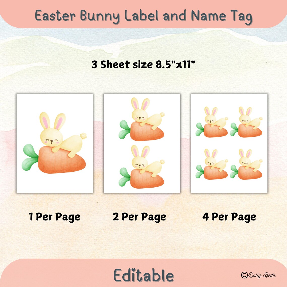 Easter Bunny Name Tags Editable Desk Plates , Cubby Name Tags , Easter ...