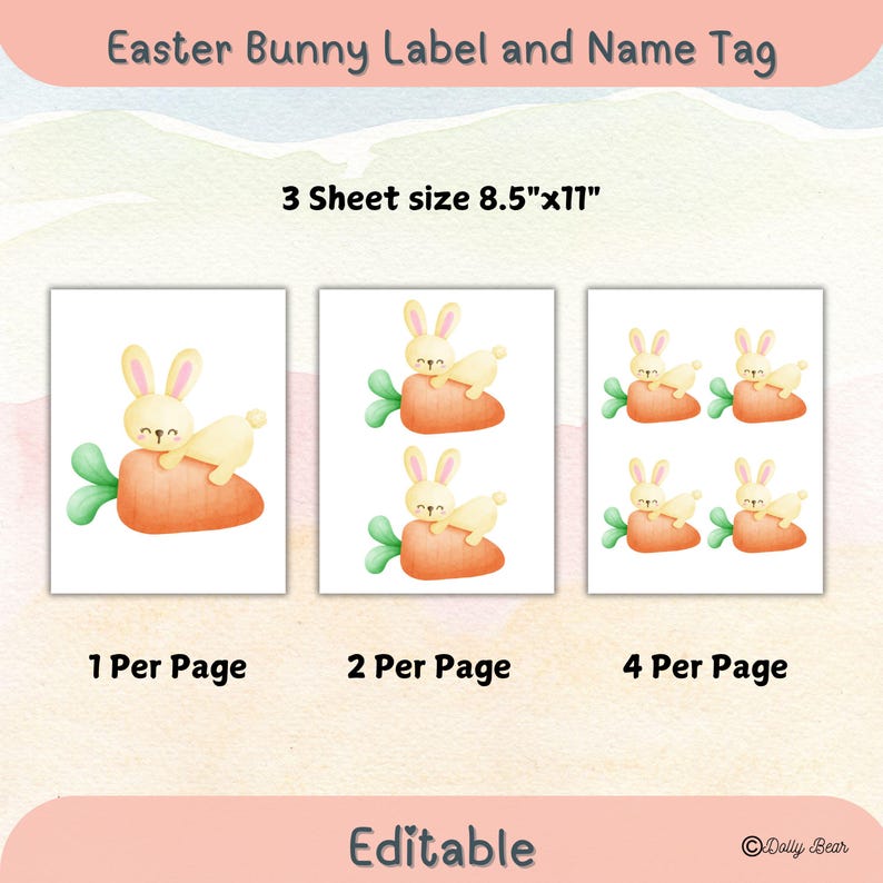 Easter Bunny Name Tags Editable Desk Plates , Cubby Name Tags , Easter ...