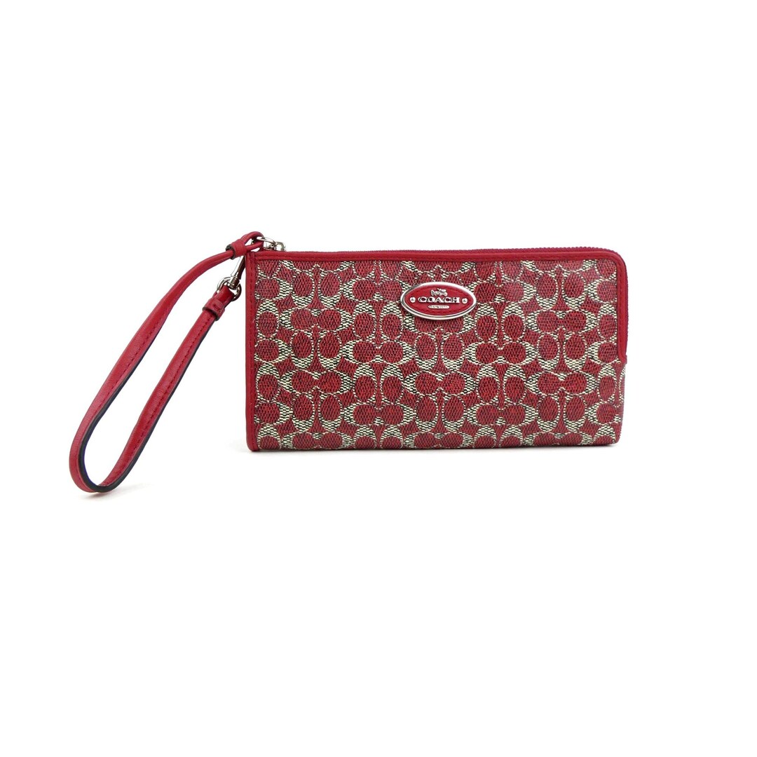 Coach Signature Red L-zip Wallet Wristlet 52462B - Etsy