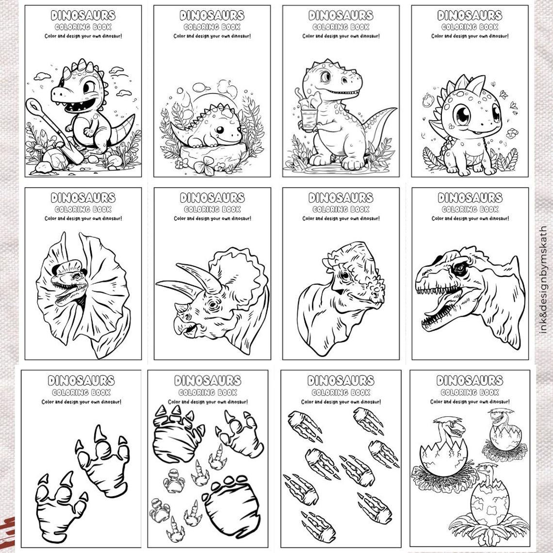 PRINTABLE DINOSAURS Coloring Pages, Dinosaur Activity, 40 Dinosaur ...