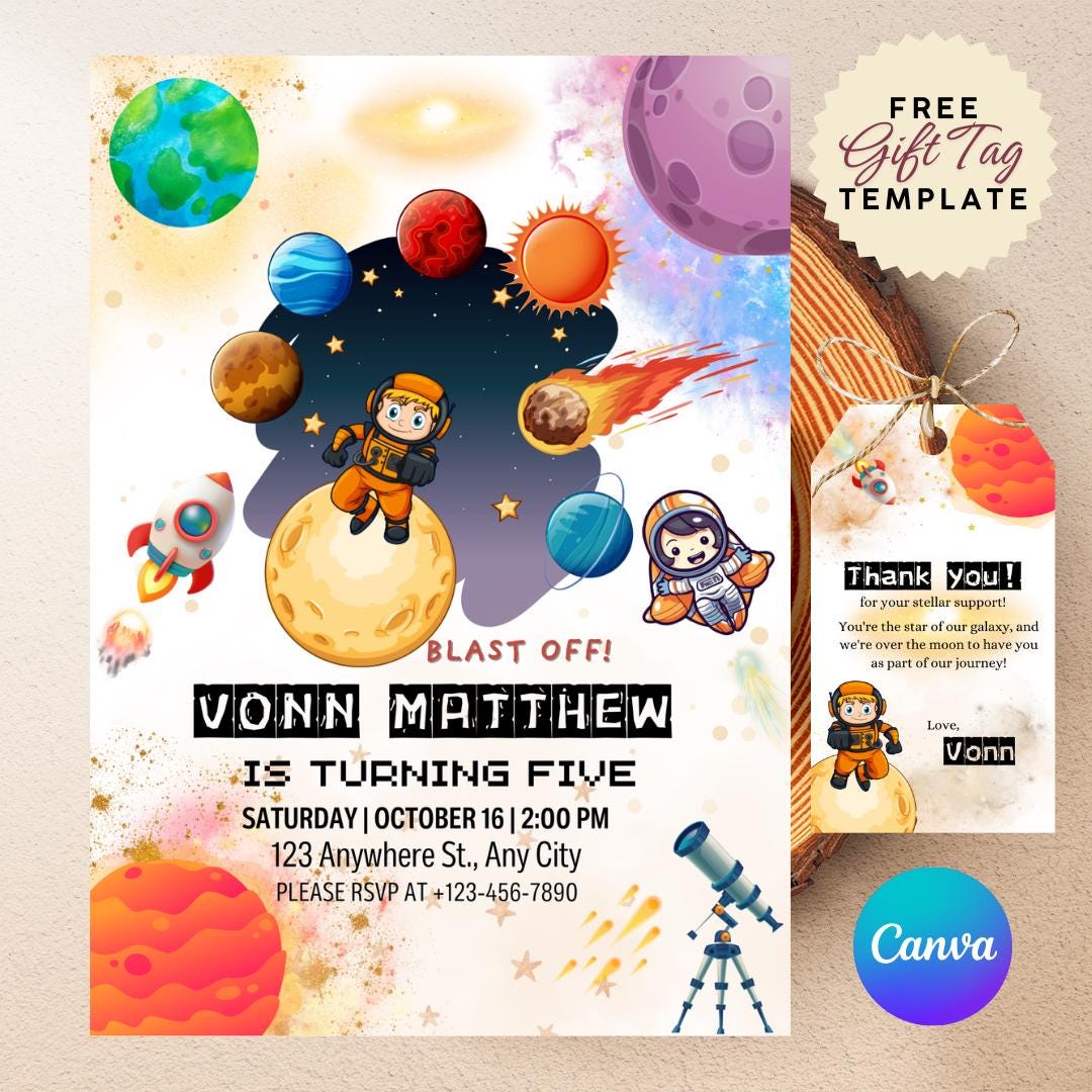 Outer Space Birthday Party Invitation | Outer Space Birthday Theme ...