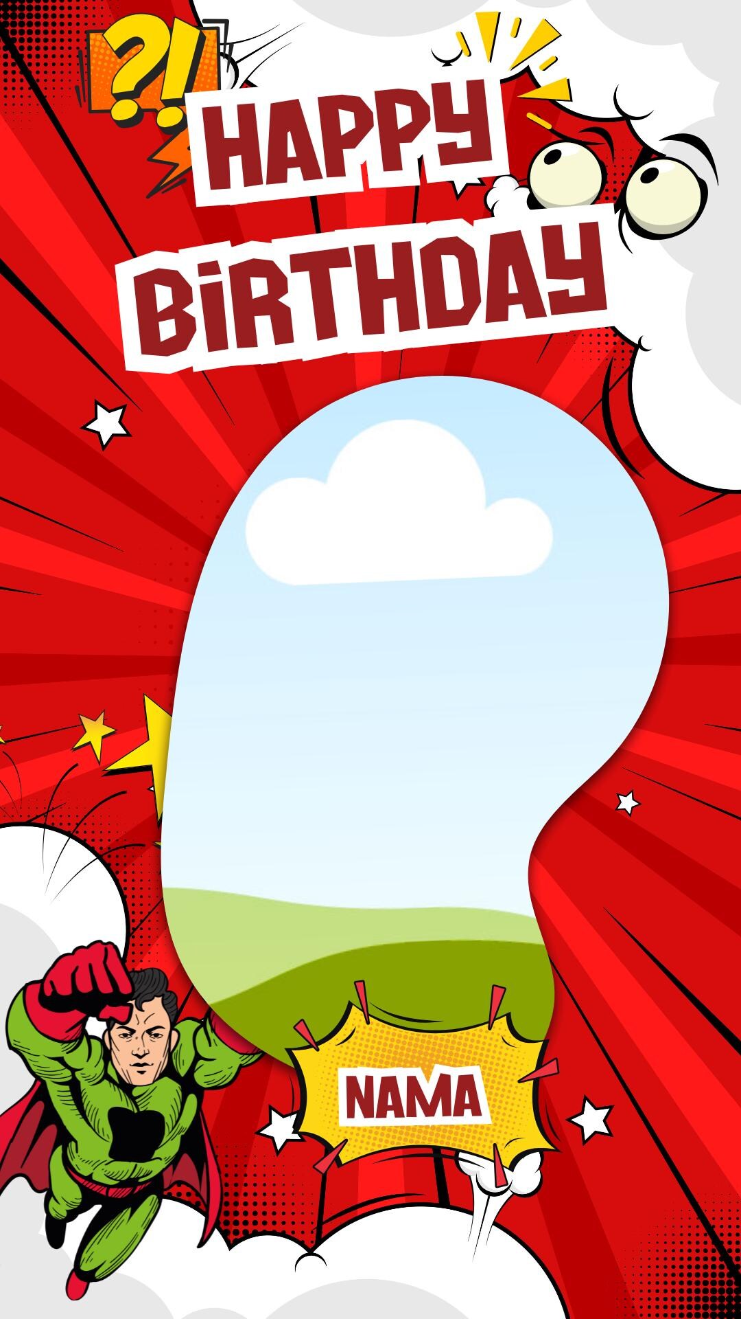 Superhero Happy Birthday Frame, Comic Style Birthday Template - Etsy