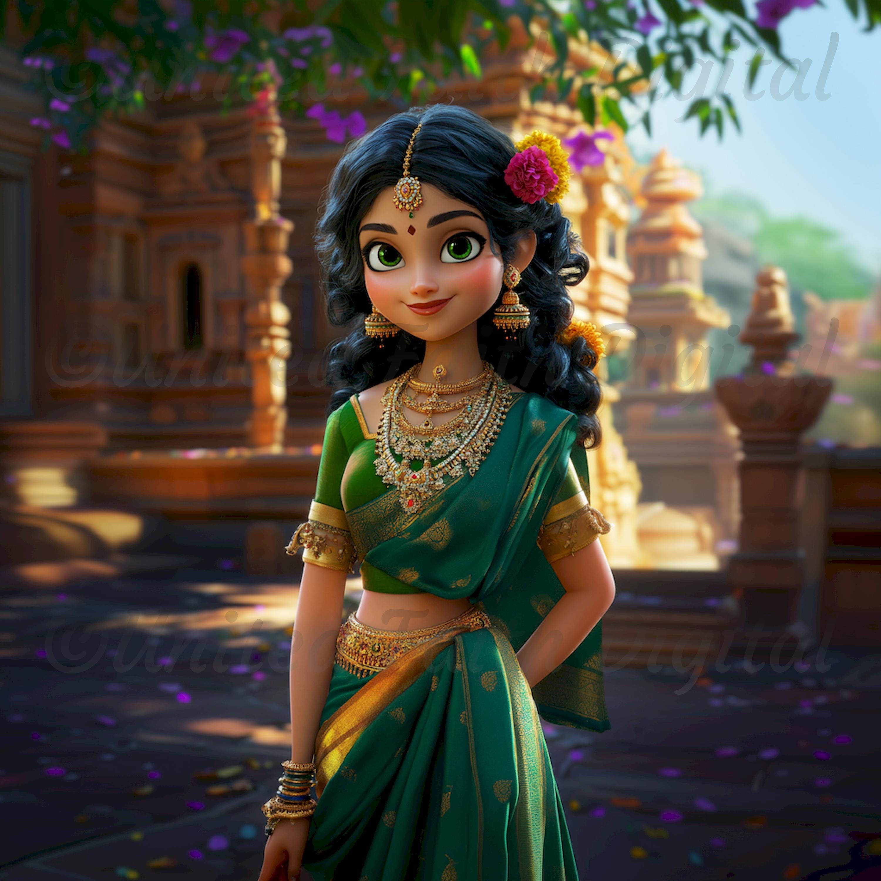 Divine Grace Wallpaper – Andal Bhakti Art for Ios & Android | South Indian Spiritual Phone ...