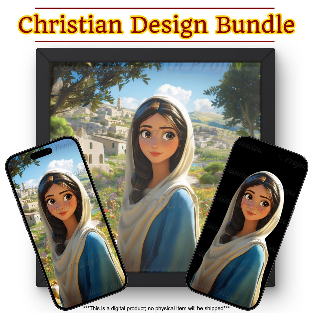Virgin Mary Design Bundle, Ios & Android Wallpaper, Instant Download ...