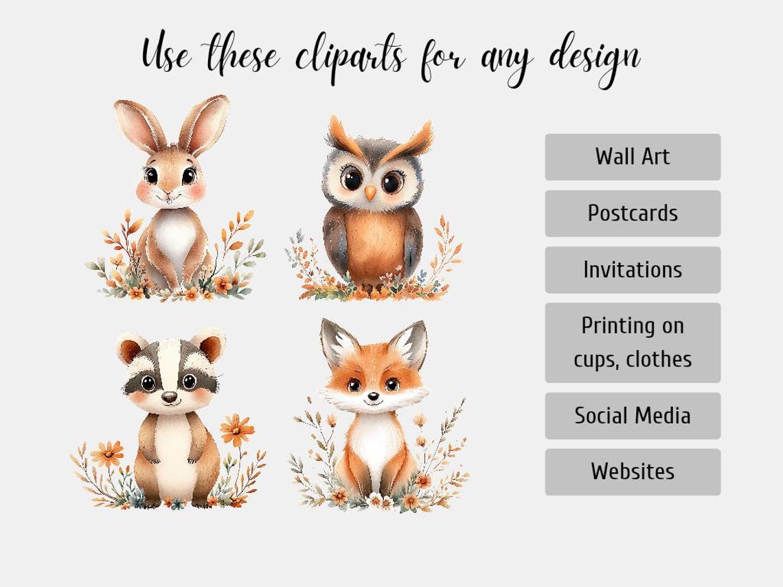 Autumn Woodland Animals Watercolor Clipart Set (digital Download) - Etsy
