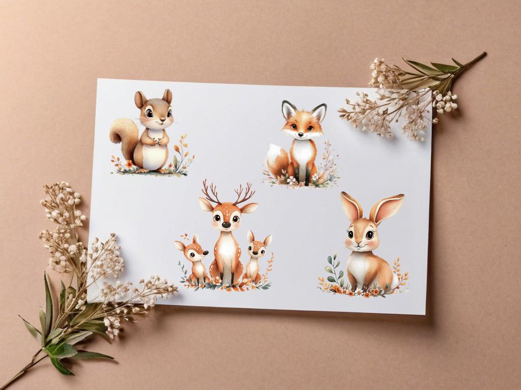Woodland Animals Watercolor Clipart Set, Animals, Floral, Forest, Cute ...