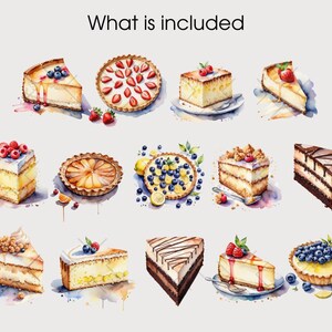 29 Cakes and Pies Watercolor Clipart Set, Dessert Clipart, Cakes ...