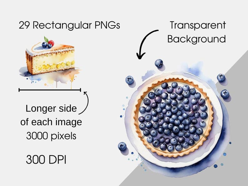 29 Cakes and Pies Watercolor Clipart Set, Dessert Clipart, Cakes ...