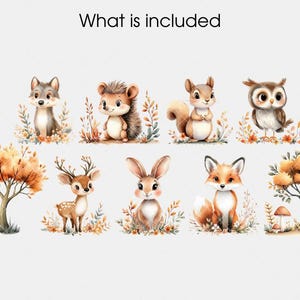 Woodland Animals Watercolor Clipart Set, Animals, Floral, Forest, Cute ...