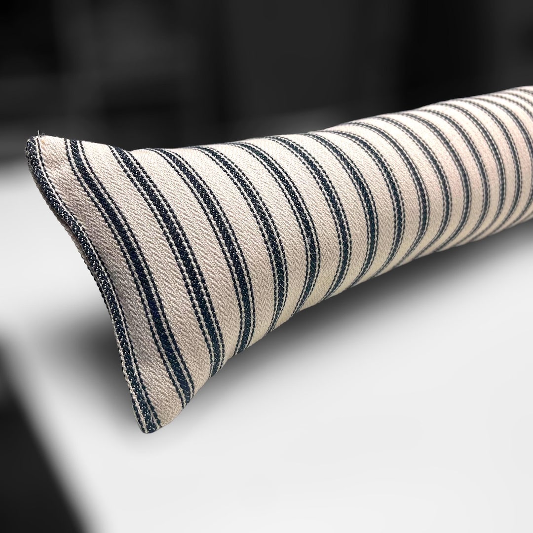 Black French Ticking Stripe Heavy Draught Excluder – 70-200cm, Weighted ...