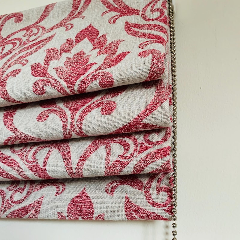 Roman shades with red fabric - Etsy Nederland