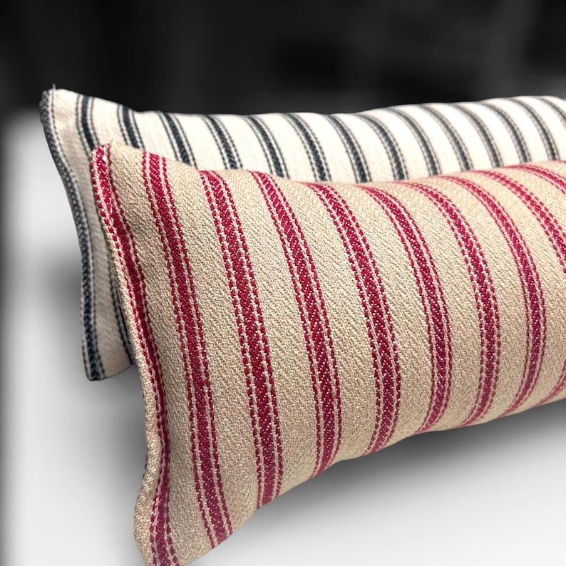 Red French Ticking Stripe Heavy Draught Excluder – 70-200cm, Weighted ...