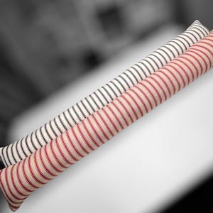 Red French Ticking Stripe Heavy Draught Excluder – 70-200cm, Weighted ...