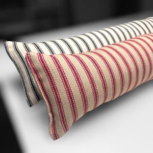 Red French Ticking Stripe Heavy Draught Excluder – 70-200cm, Weighted ...