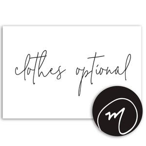 Clothes Optional Sign Download | Minimalist Art | 24x36 Poster | Black ...