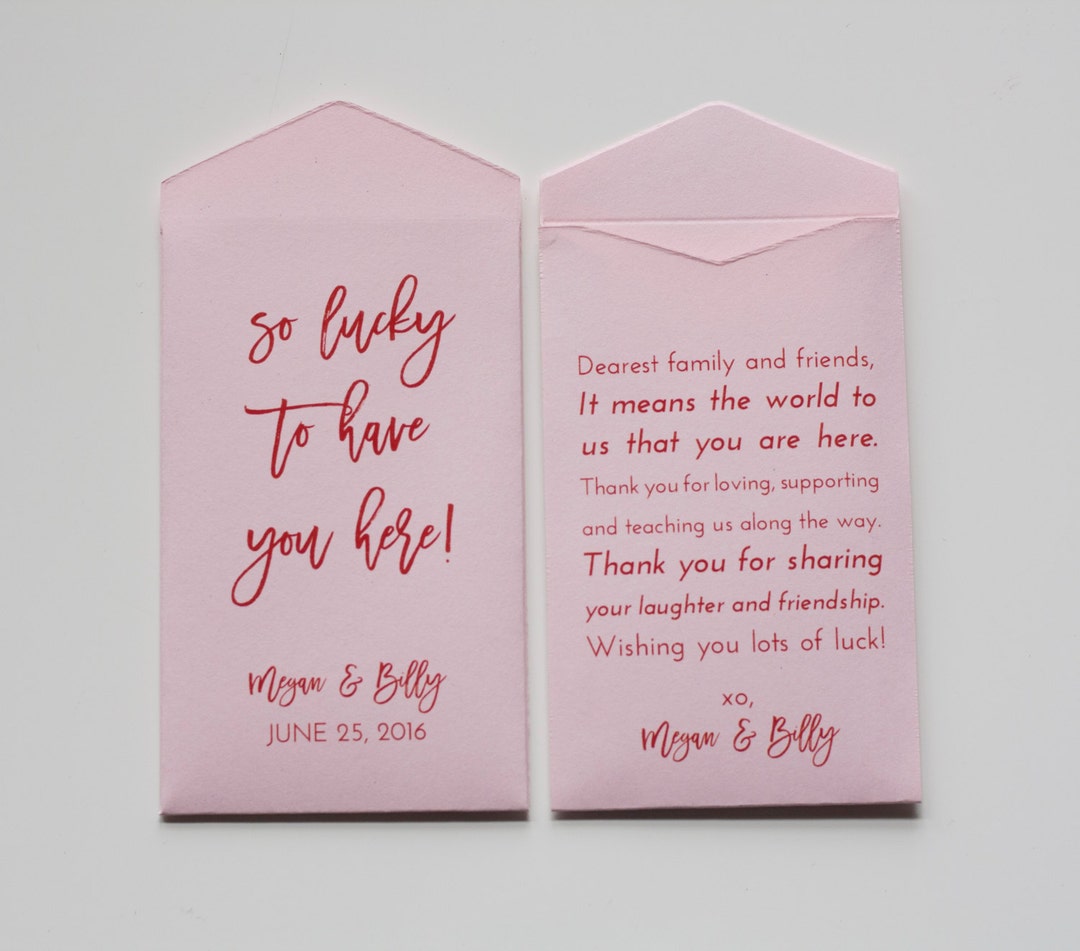 DIY Light Pink Lottery Ticket Wedding Favor Packet Envelopes Custom ...