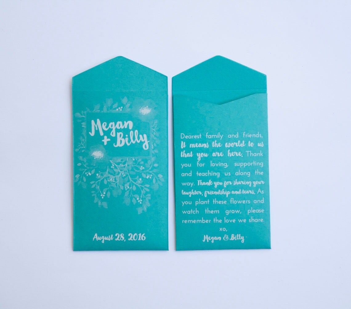 DIY 50 Emerald Green Floral Custom Seed Packet Wedding Favors - Etsy