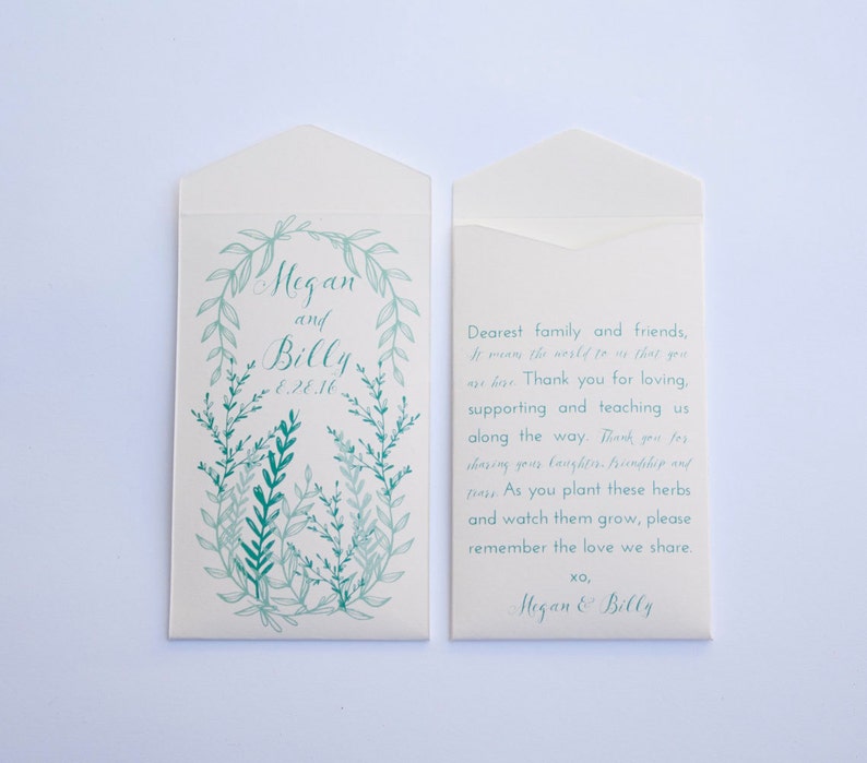 DIY 50 Cream Mint Green Herb Custom Seed Packet Wedding - Etsy