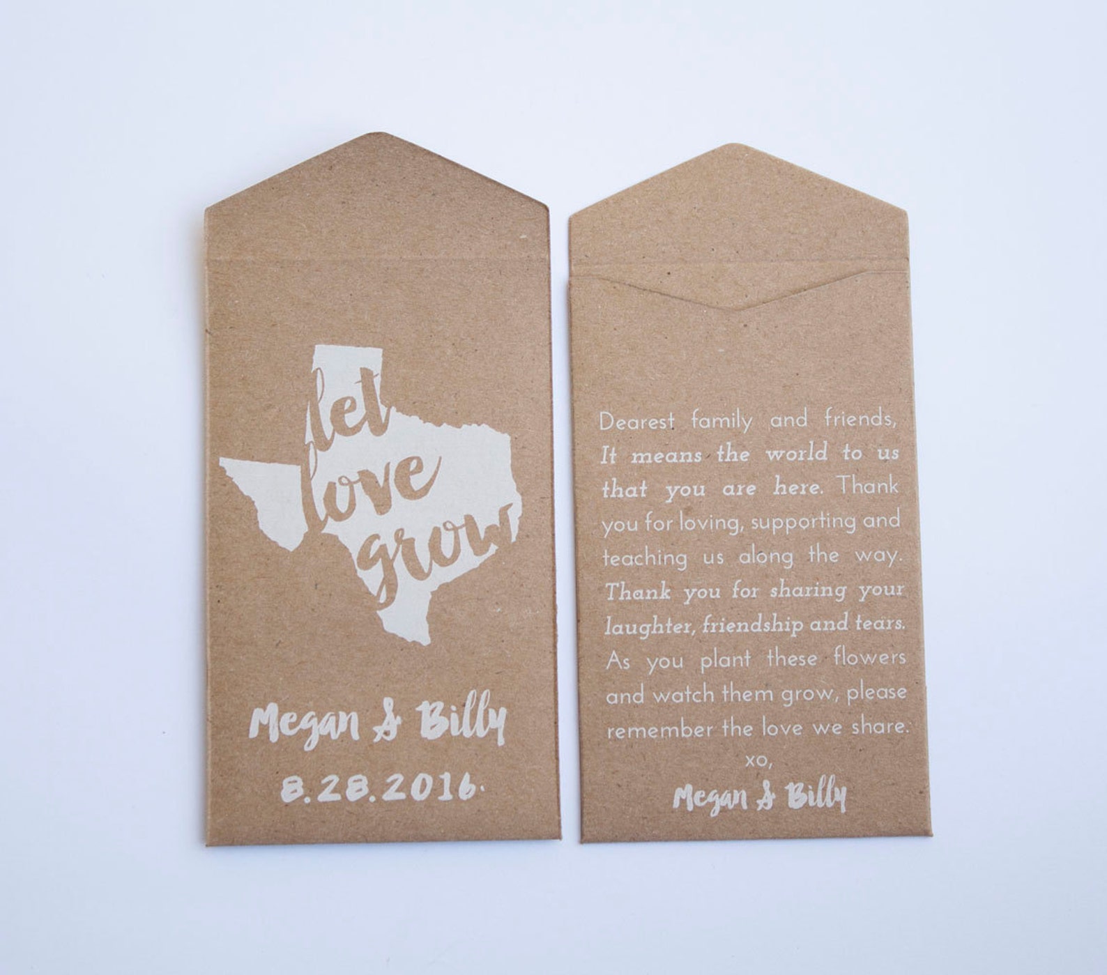 DIY Texas Let Love Grow Seed Packet Wedding Favors - White Ink Printing ...