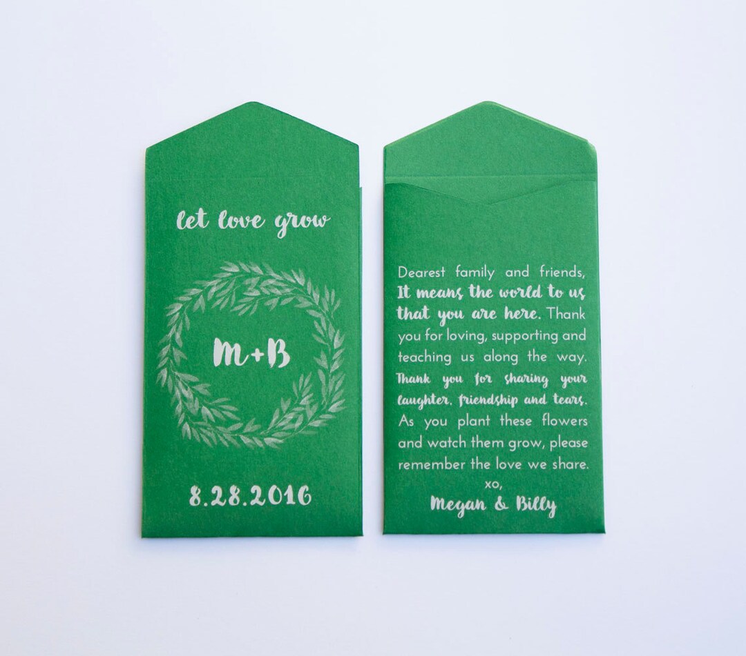 DIY 50 Emerald Green Custom Seed Packet Wedding Favors Personalized ...