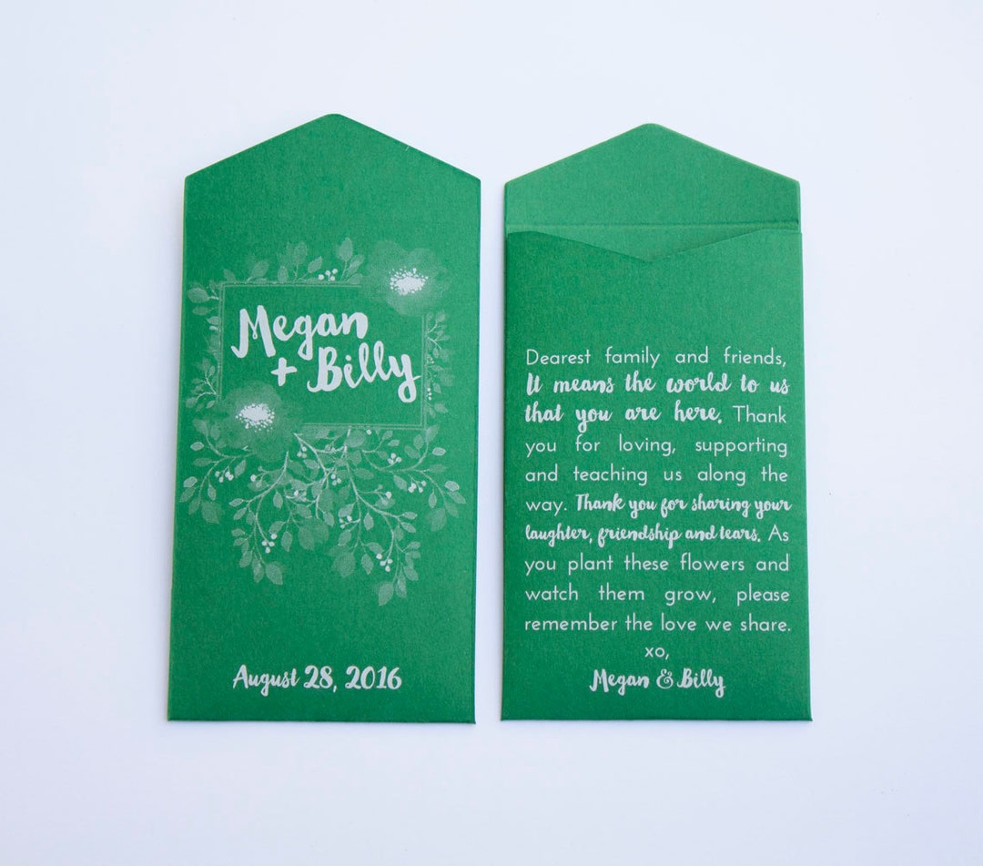 DIY 50 Emerald Green Floral Custom Seed Packet Wedding Favors ...