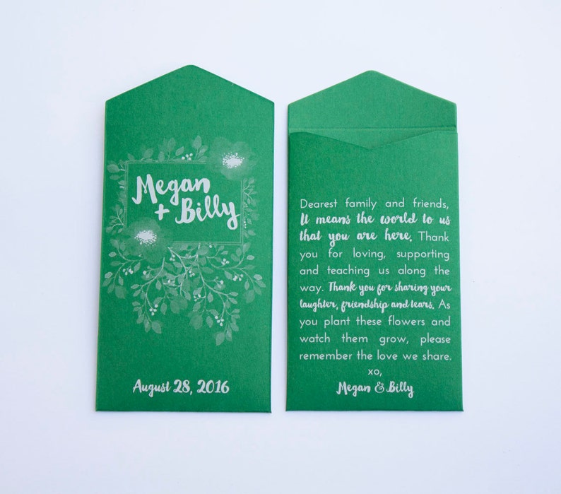 DIY 50 Emerald Green Floral Custom Seed Packet Wedding Favors - Etsy