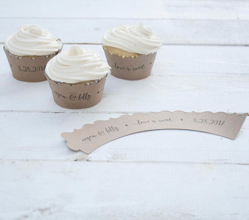 Customized Love is Sweet Kraft Cupcake Wrappers Custom - Etsy