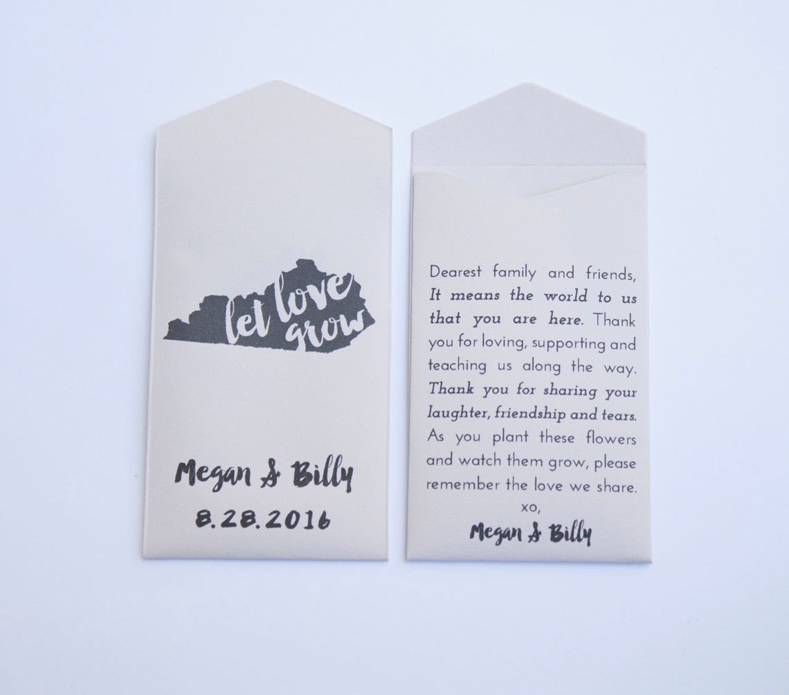 Kentucky Custom Seed Packet Wedding Favors - Many Colors Available - Etsy