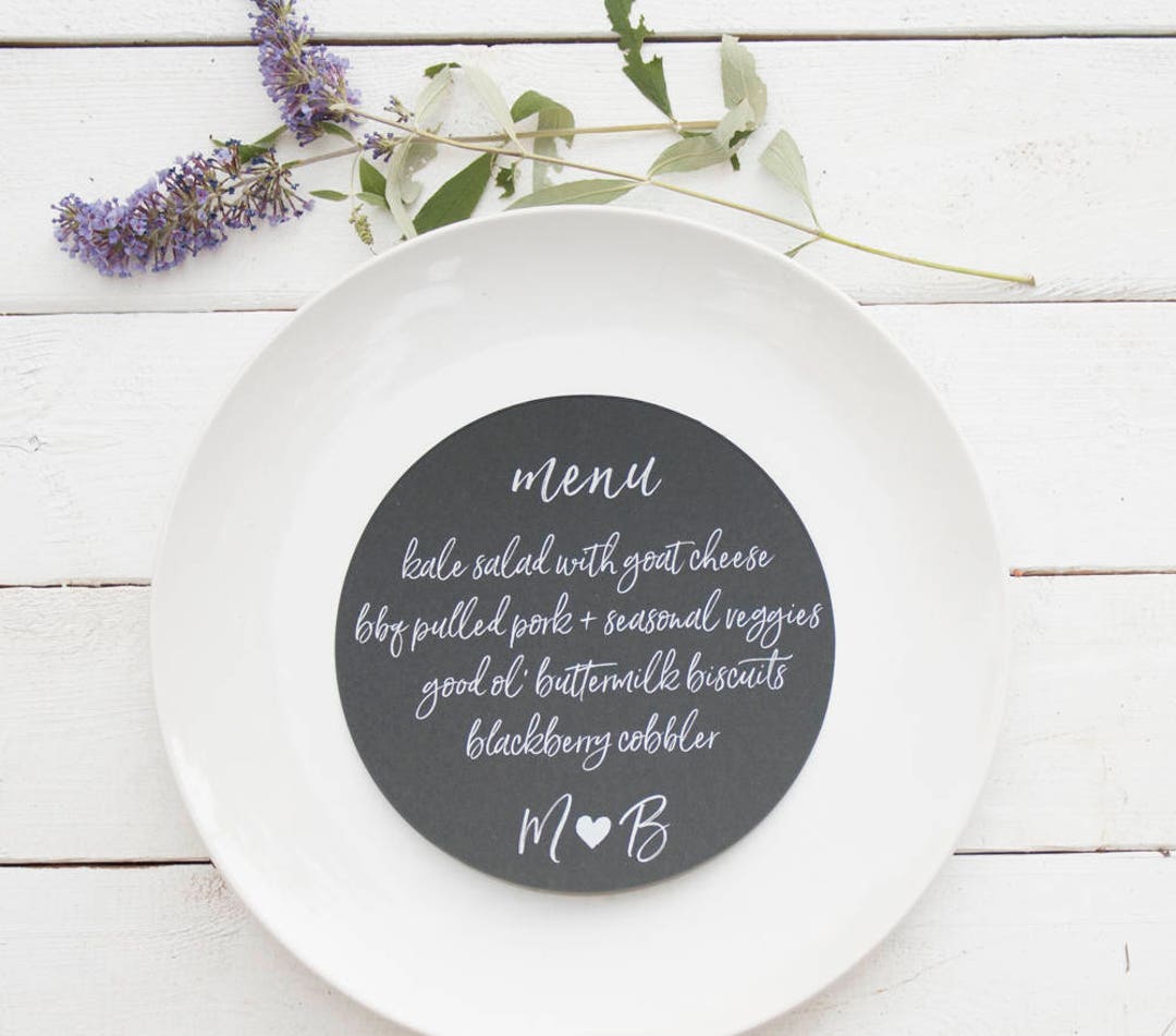 Wedding Menu Wedding Menu Cards Custom Wedding Menu Card Round Plate ...