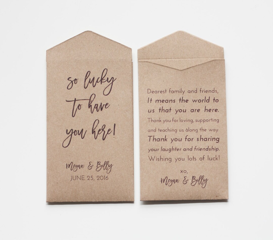 DIY Custom Kraft Lottery Ticket Wedding Favor Packet Envelopes - Many ...