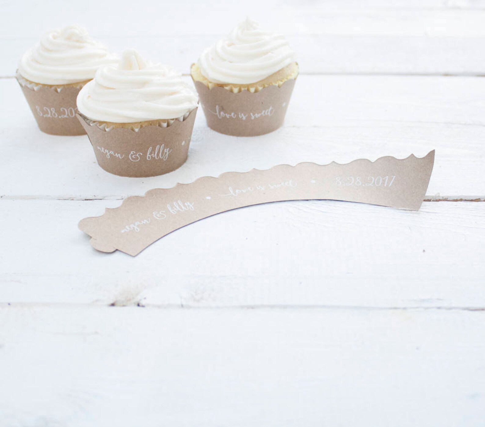 Customized Love is Sweet Kraft Cupcake Wrappers Custom - Etsy