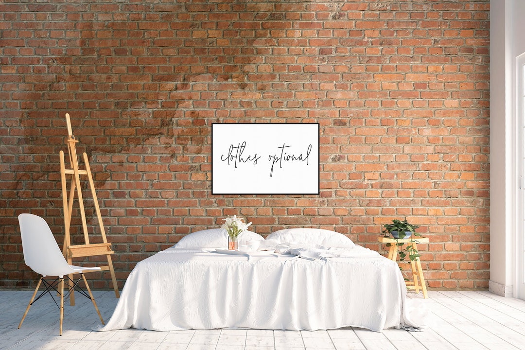 Clothes Optional Sign Download | Minimalist Art | 24x36 Poster | Black ...