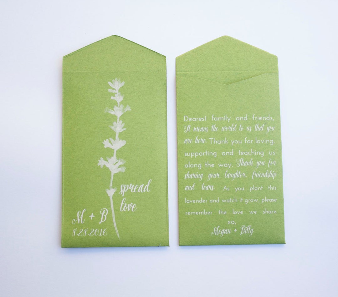 DIY Lavender Herb Seed Packet Wedding Favors Custom Green Seed Packet ...