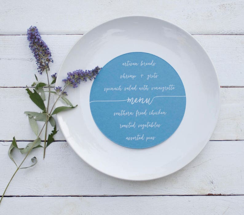25+ Round Kraft Wedding Plate Menu - Rustic Wedding Menu Table Decor ...